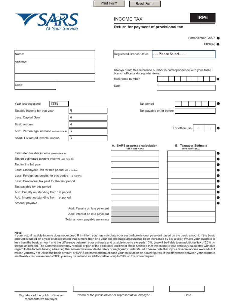 Blank IRP6 Company | Payments | Taxes