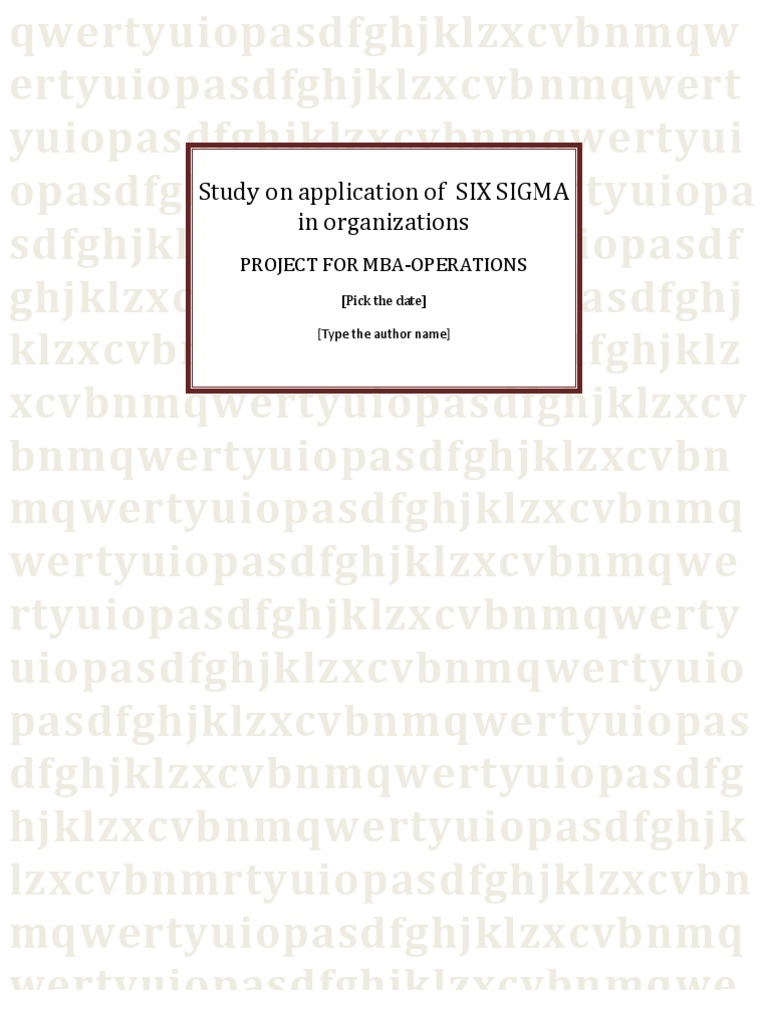 Project On Six Sigma | PDF | Six Sigma | Qualitative Research
