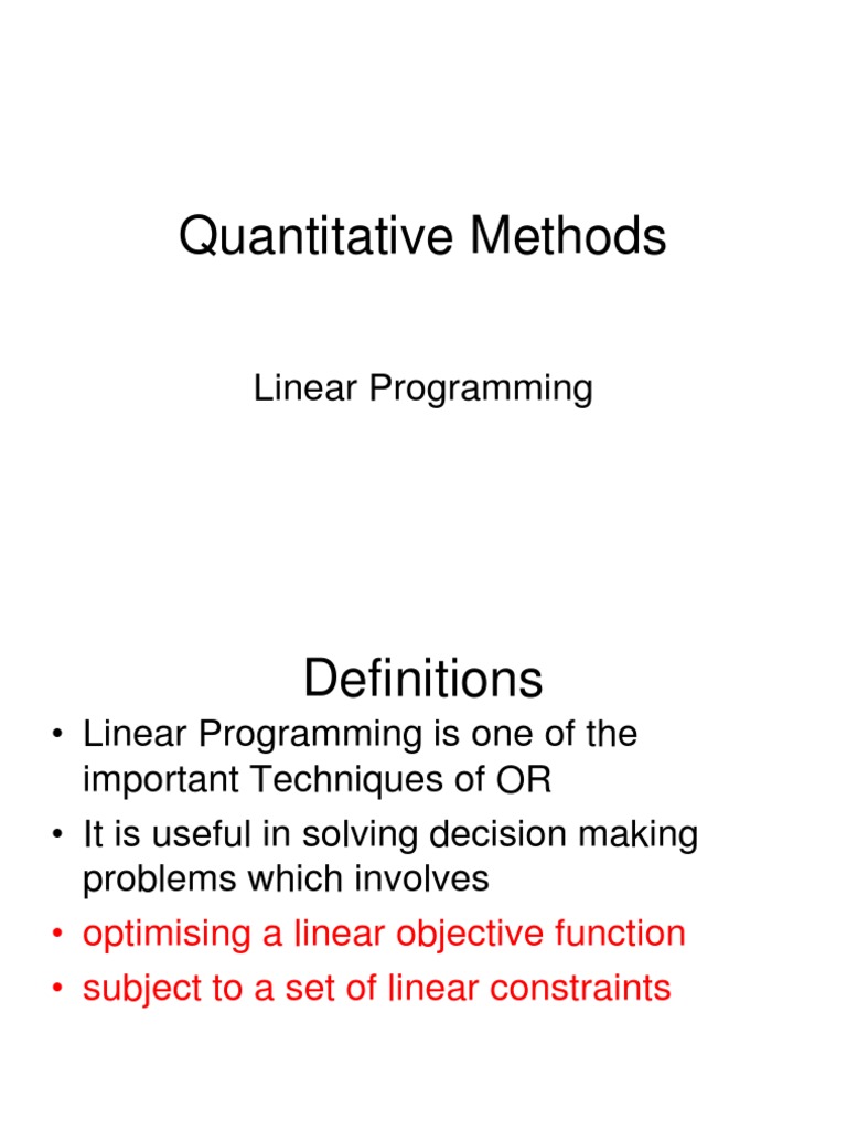 Quantitative Methods: Linear Programming | PDF | Linear Programming | Mathematical Optimization