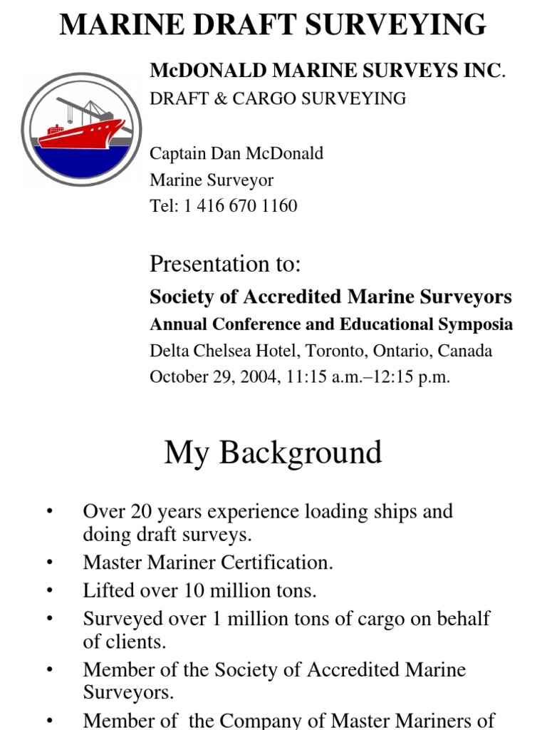 Marine Draft Surveying: Presentation To | PDF | Surveying | Ships