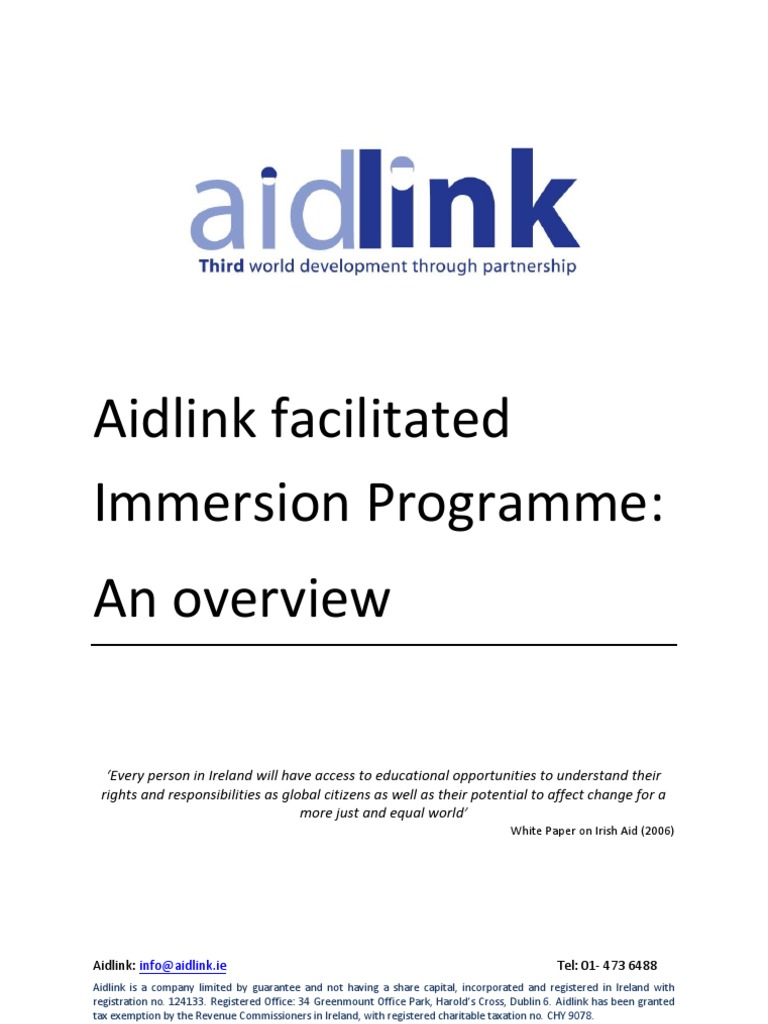 Aidlink Immersion Programme Overview | PDF | Republic Of Ireland | Taxes