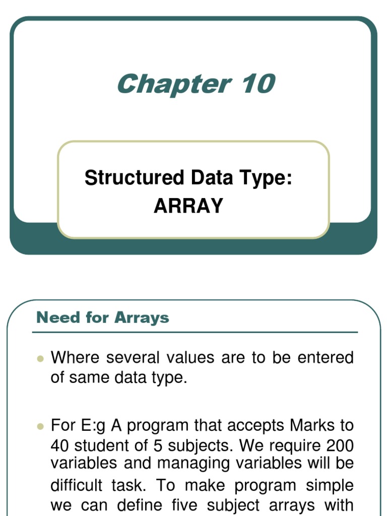 Ch10 Structured Datatype Array | PDF | Array Data Structure | Matrix (Mathematics)