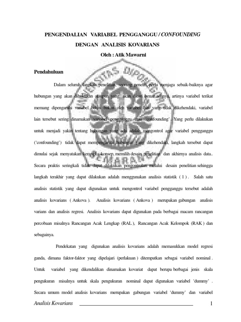Pengendalian Variabel Pengganggu dengan ANCOVA | PDF | Metode & Bahan Ajar
