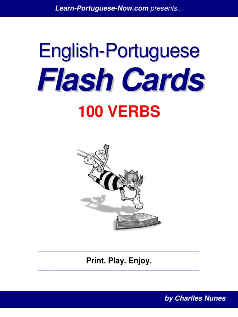 English-Portuguese Flash Cards - 100 Verbs | Numbers | Elementary ...
