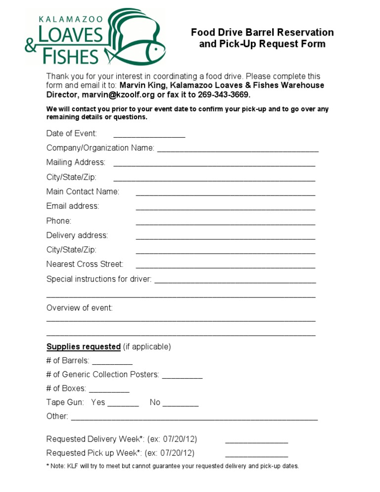 Food Drive Barrel Reservation Form | PDF | Career & Growth