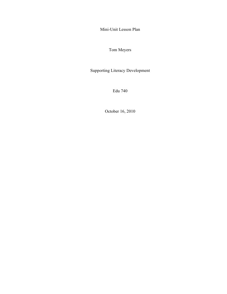 Vocabulary Mini-Unit Lesson Plan | PDF | Reading Comprehension | Lesson ...