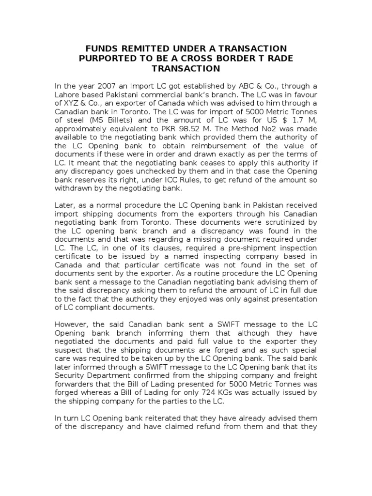 A Case Study On Money Laundering | PDF | Bill Of Lading | Cargo