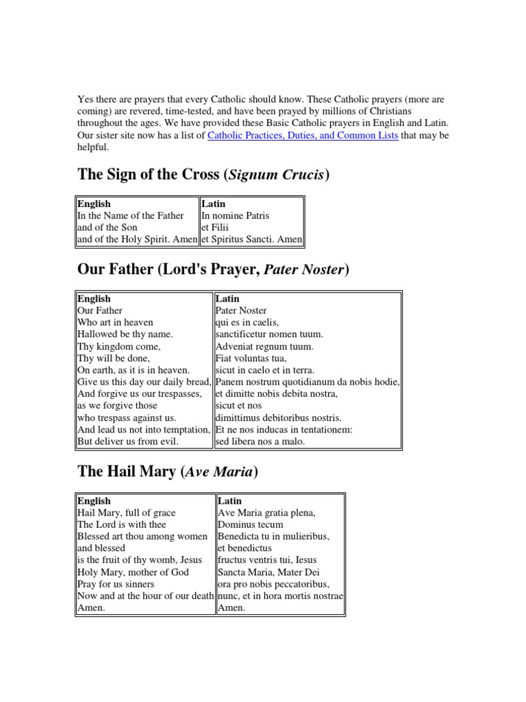 Catholic Prayers | PDF | Lord's Prayer | Rosary