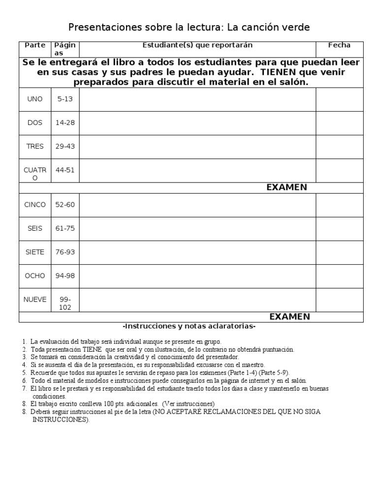 PRESENTACION La Canción Verde | PDF