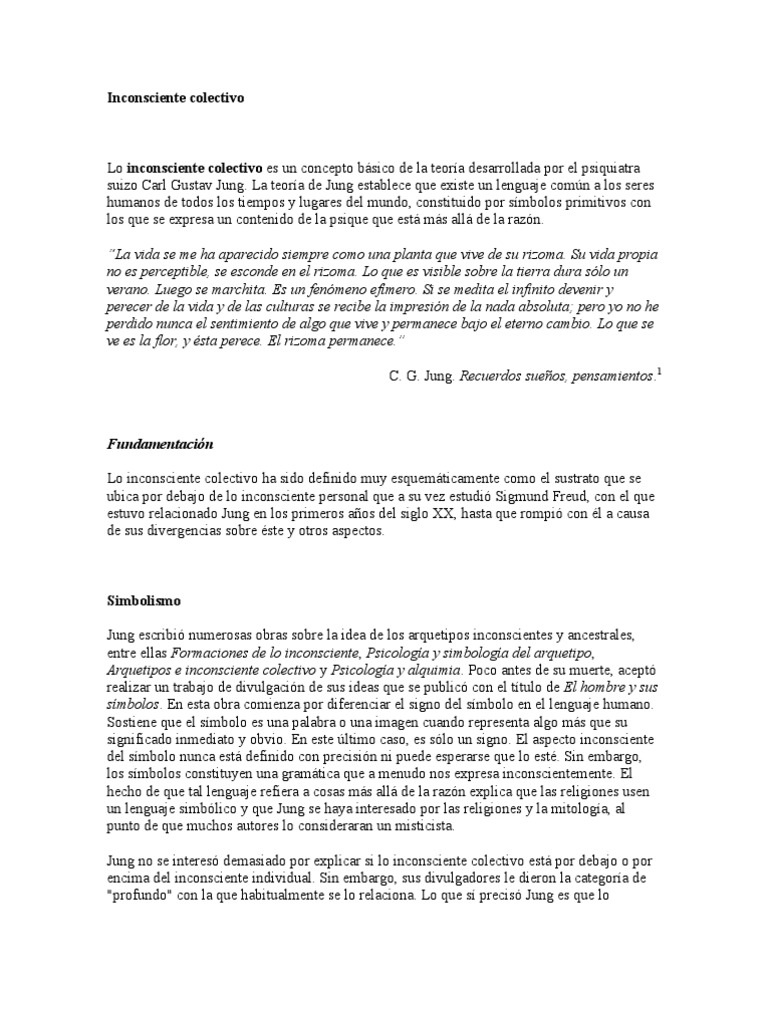 Inconciente Colectivo Jung | PDF | Carl Jung | Ciencia cognitiva