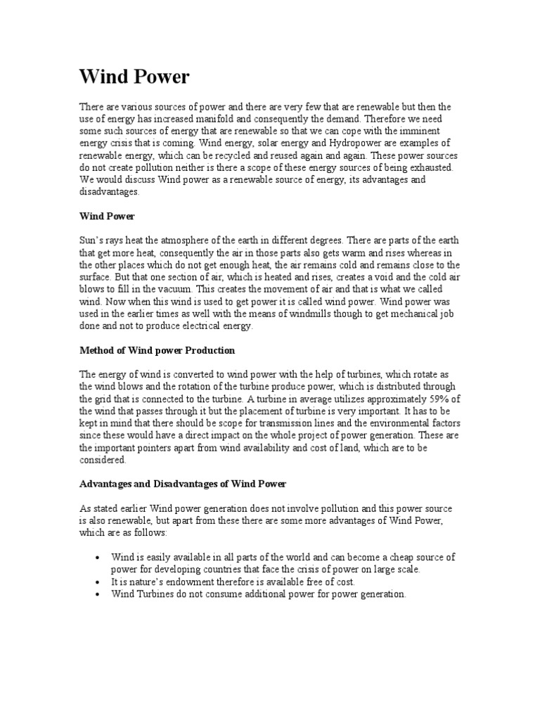 Advantages and Disadvantages of Wind Energy | Wind Power | Wind Turbine