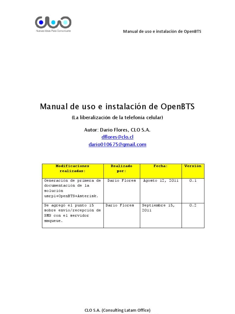 Manual de Instalación de OpenBTS Versión 0.2 | PDF | Gsm ...