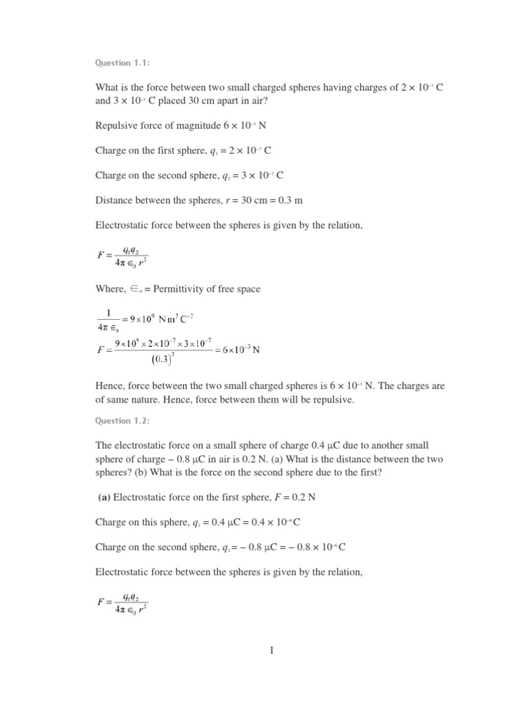 Xii Physics Chapter1-Book | Download Free PDF | Flux | Electric Charge