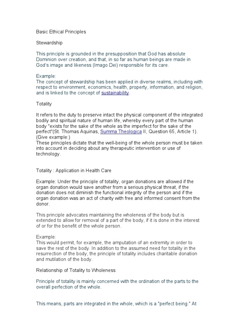 Basic Ethical Principles | PDF | Image Of God | Organ Donation