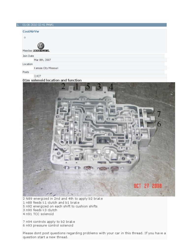 01m Solenoid Location and Functions | PDF | Vehicles | Automobiles