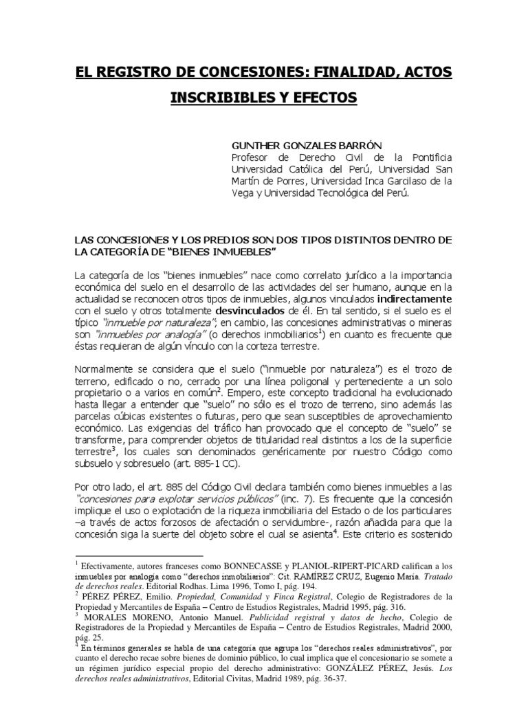 El Registro de Concesiones | PDF | Propiedad | Derecho inmobiliario