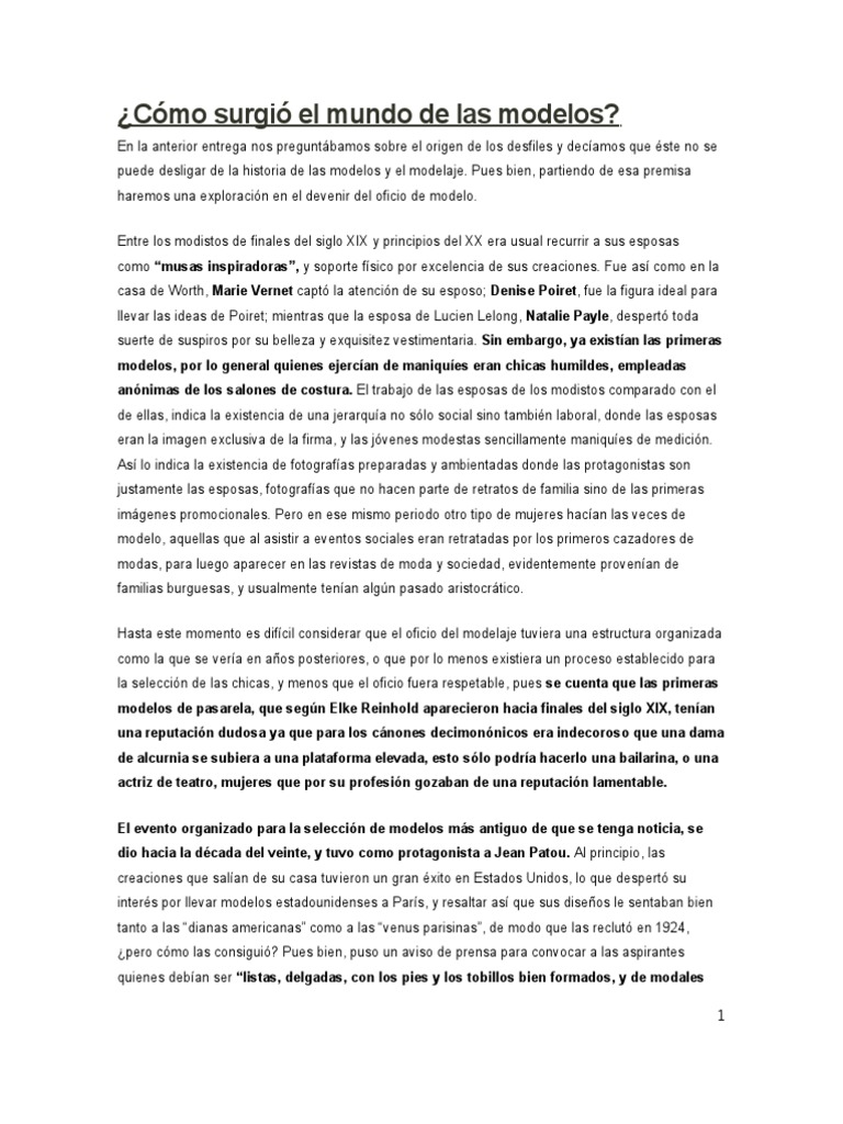 Cómo Surgió El Mundo de Las Modelos | PDF | Moda