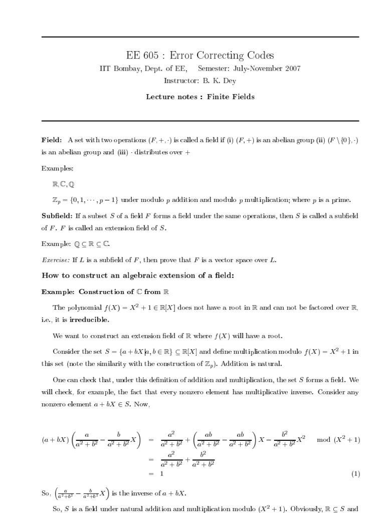 Finite Fields Pdf Polynomial Basis Linear Algebra