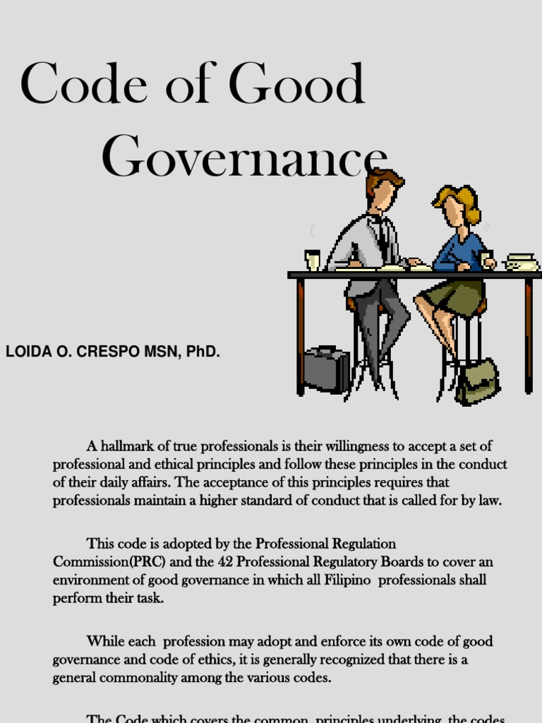 Code of Good Governance As Applied To Nursing Practice | PDF ...