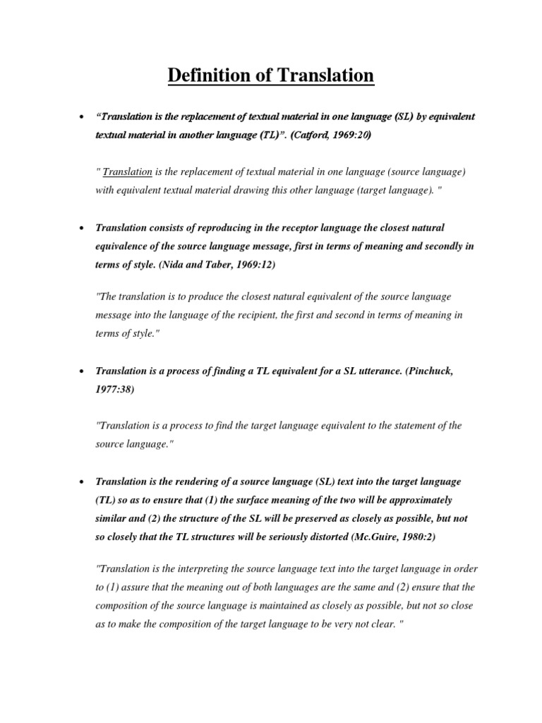 Definition and Concepts of Translation | PDF | Translations | Human ...