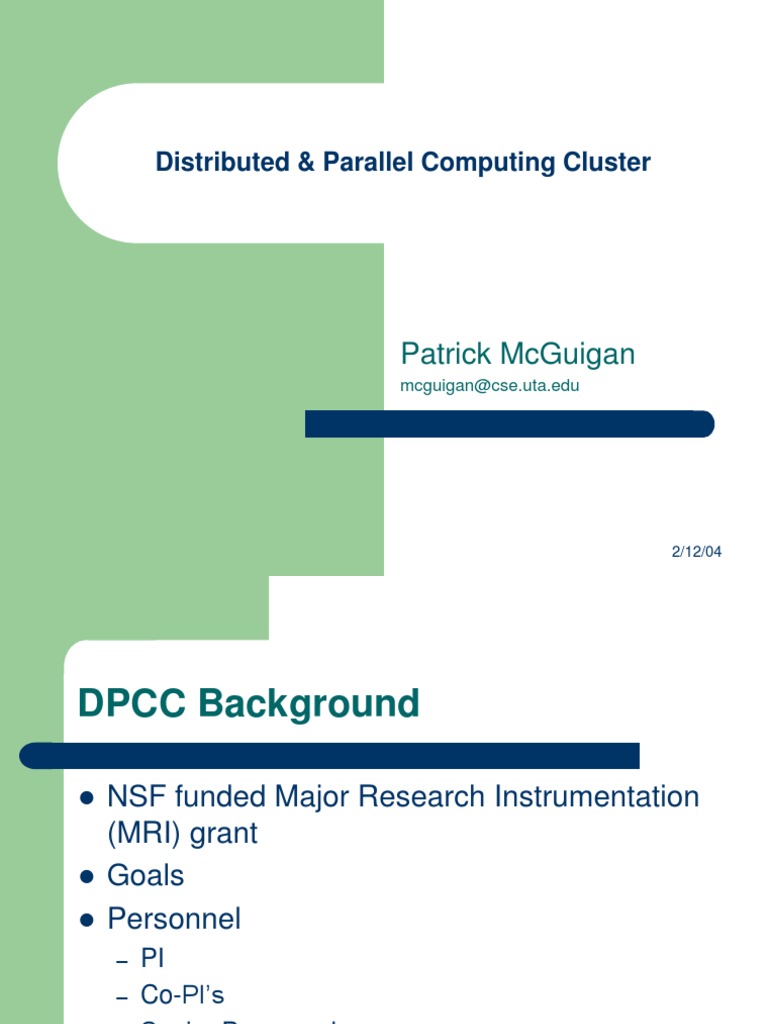 Distributed & Parallel Computing Cluster: Patrick Mcguigan | PDF ...