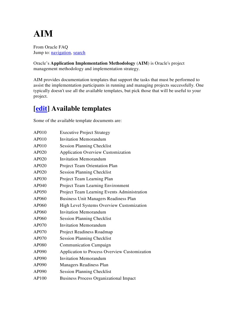 Oracle Application Implementation Methodology AIM | PDF | Business Process | Project Management