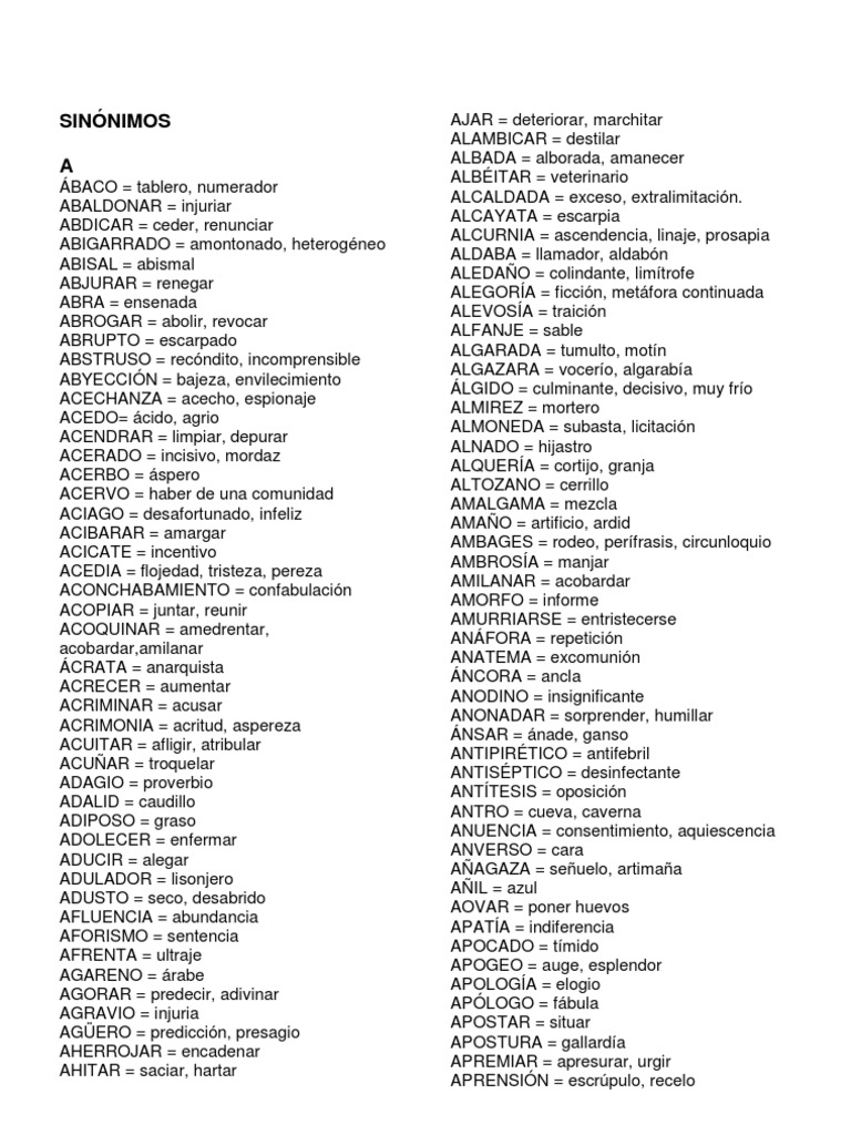 DICCIONARIO DE SINÓNIMOS
