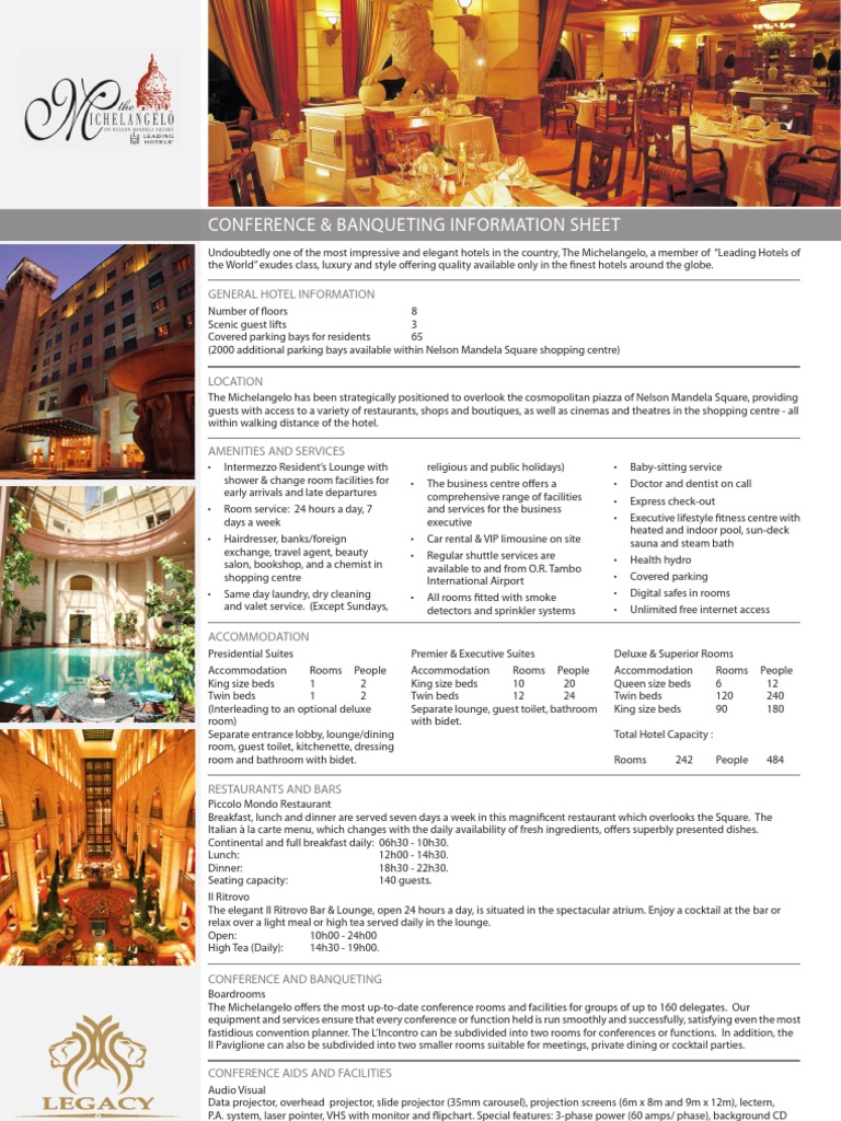 The Michelangelo Fact Sheet | PDF | Bar | Hotel