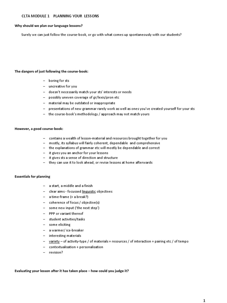 CLTA Module 1 Lesson Planning Abbreviated Version | PDF | Semiotics ...