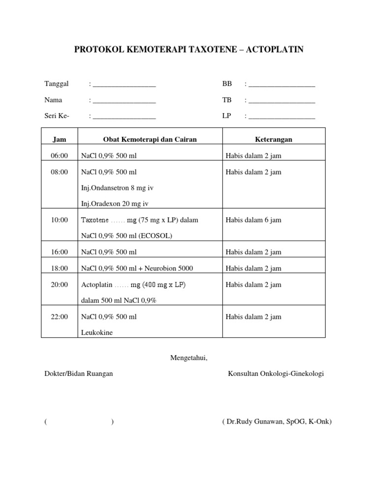 Protokol Kemoterapi Taxotene | PDF