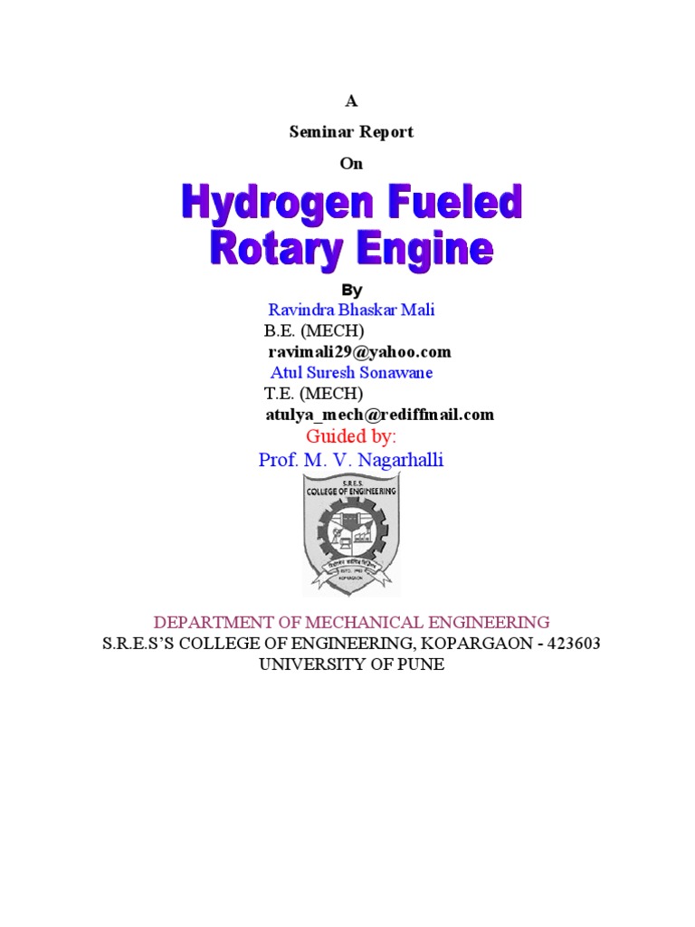 Hydrogen Fuel Rotary Engine | PDF | Internal Combustion Engine | Hydrogen