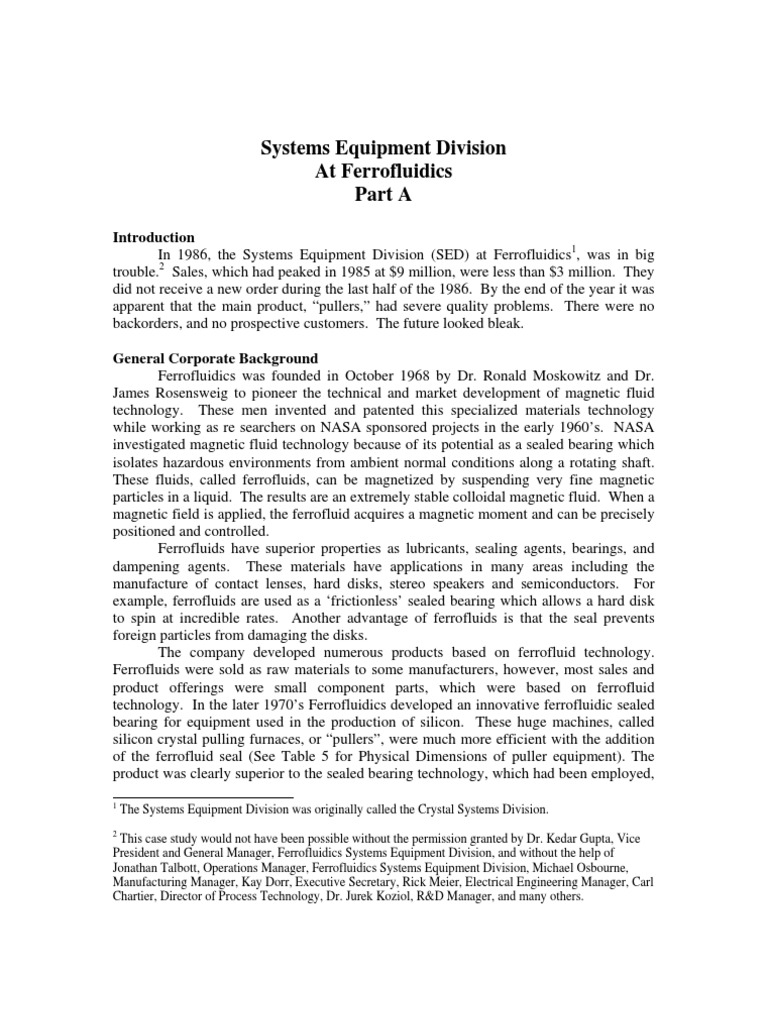 CASE 6 Ferrofluidics Case Study | PDF | Wafer (Electronics) | Materials