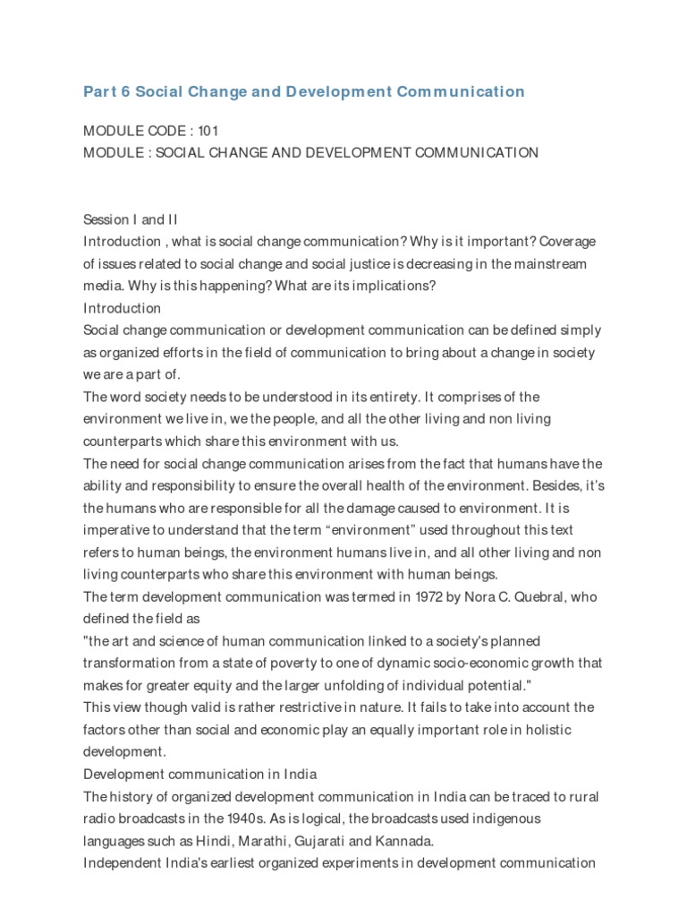 Part 6 Social Change and Development Communication | PDF | Human Rights ...
