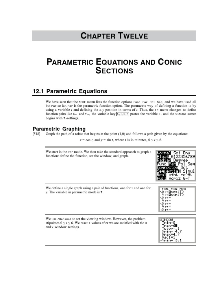 Parametric Equations of Conics | PDF | Ellipse | Analytic Geometry