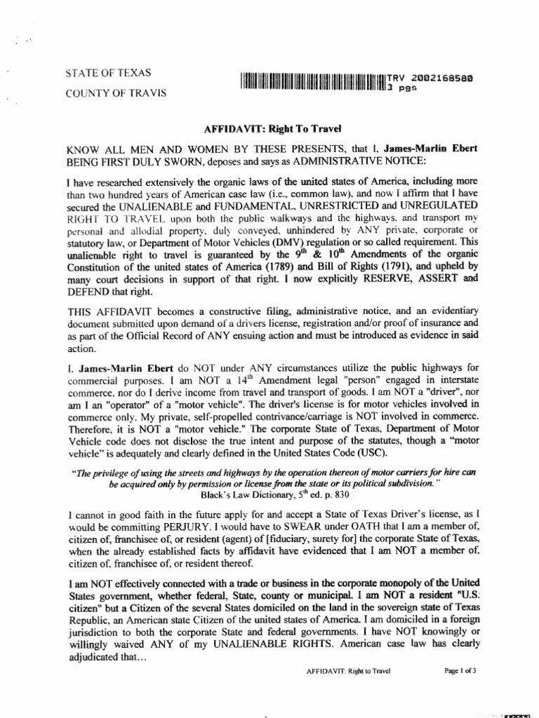 Right To Travel | PDF | United States Constitution | U.S. State