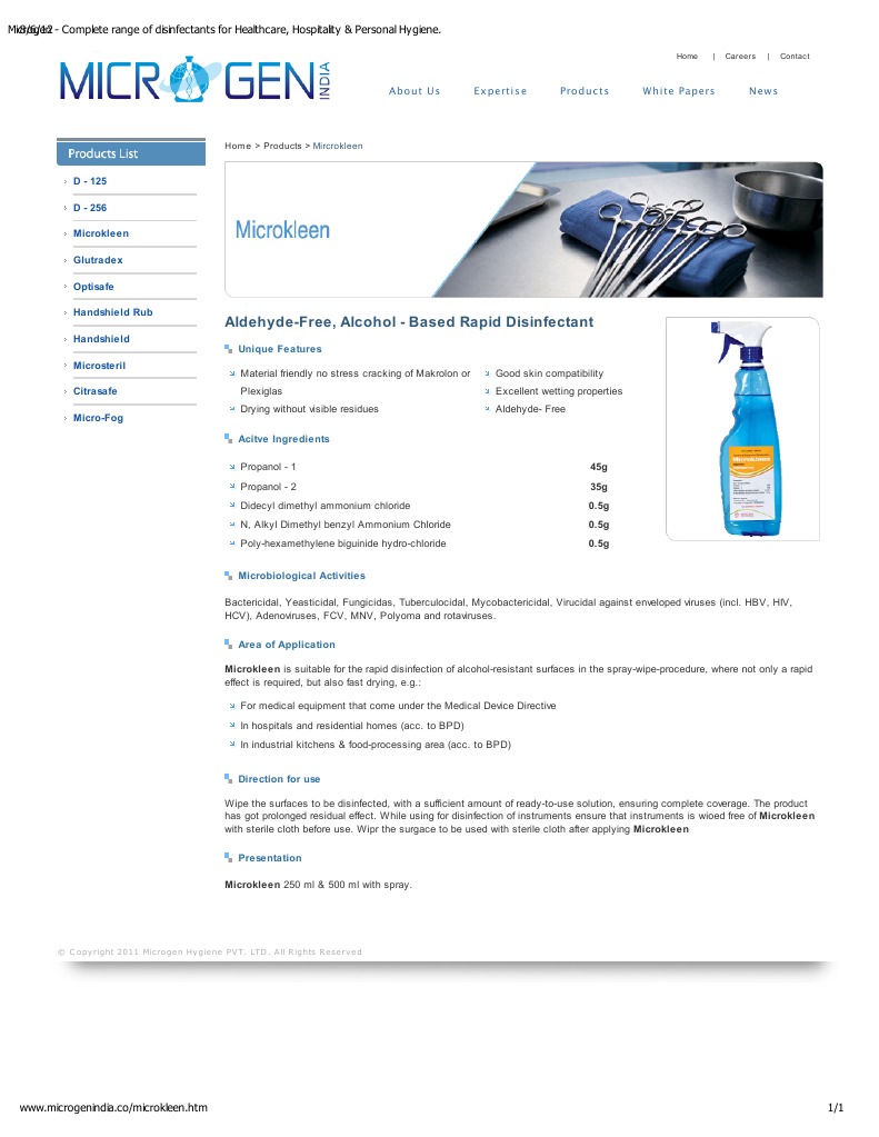 Microgen's Alcohol-Based Disinfectant | PDF | Disinfectant | Materials