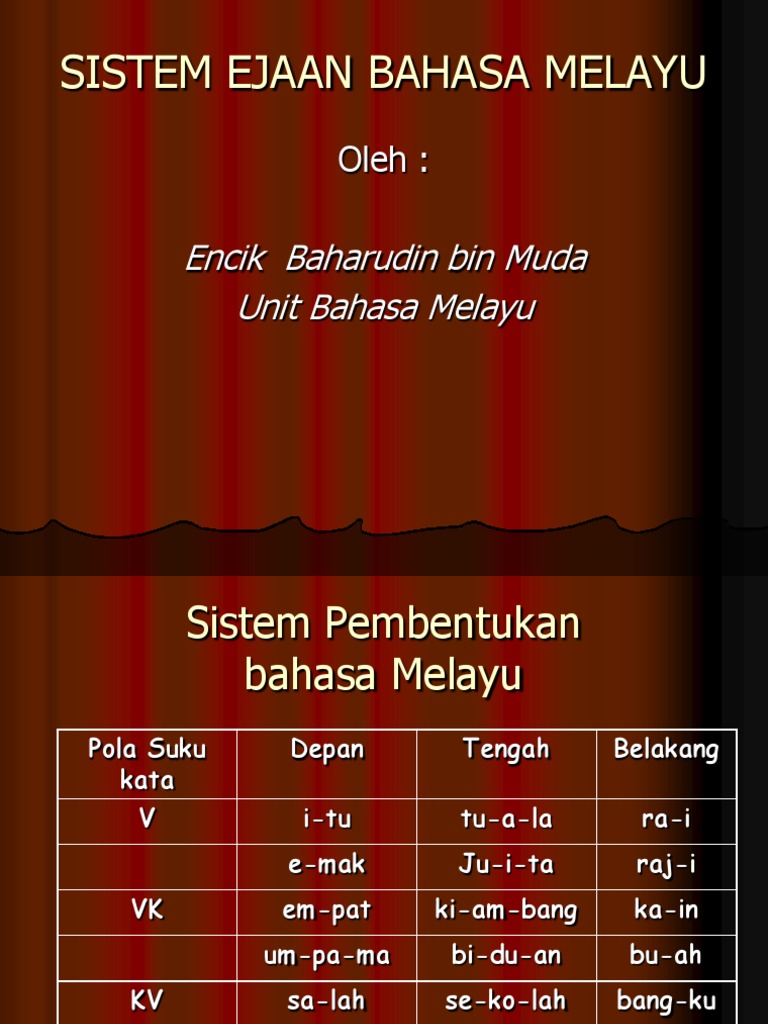 Sistem Ejaan Bahasa Melayu | PDF