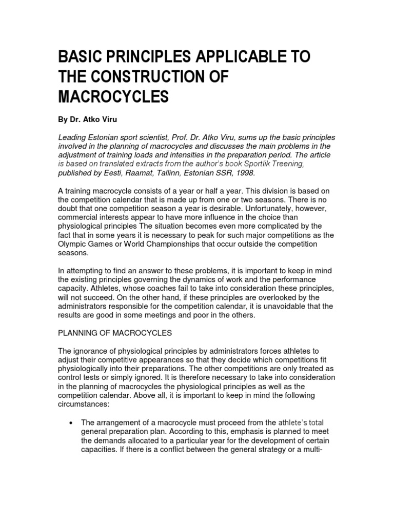 Viru - Macrocycle Principles | PDF | Aerobic Exercise | Physical Exercise