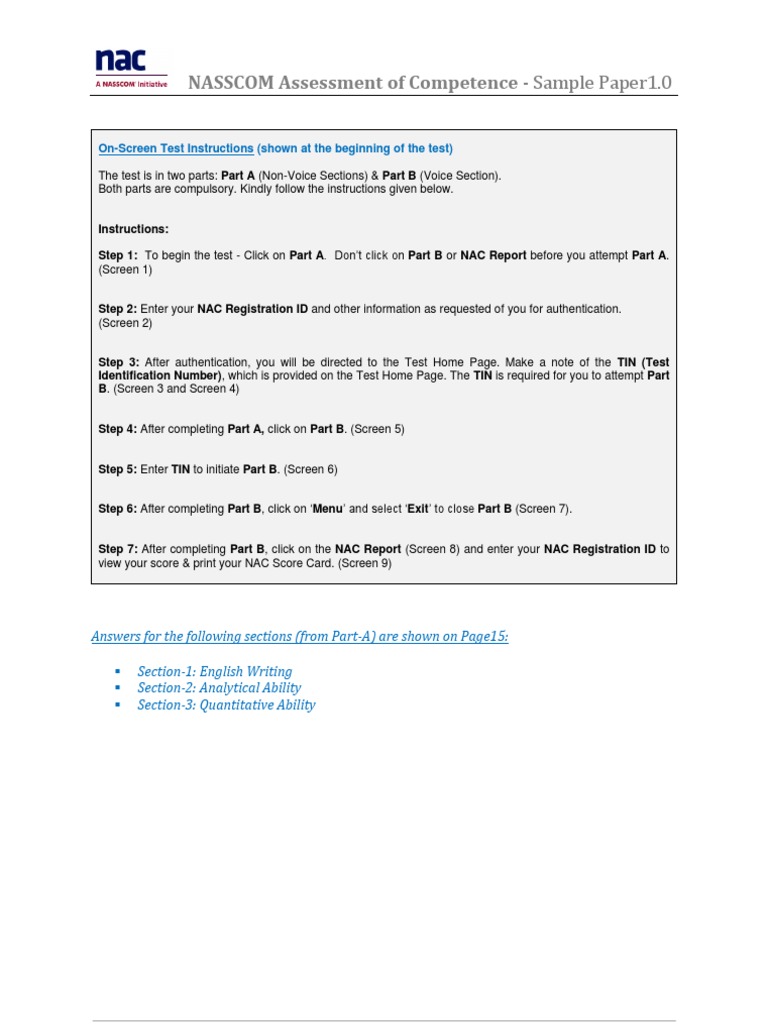 NASSCOM Sample Paper | PDF | Working Time | Work–Life Balance