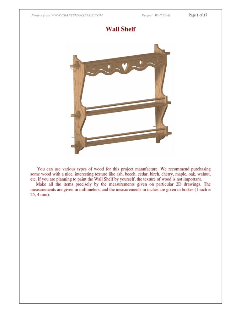 Wall Shelf Plan - Woodworking Furniture Plans - Craftsmanspace | PDF ...