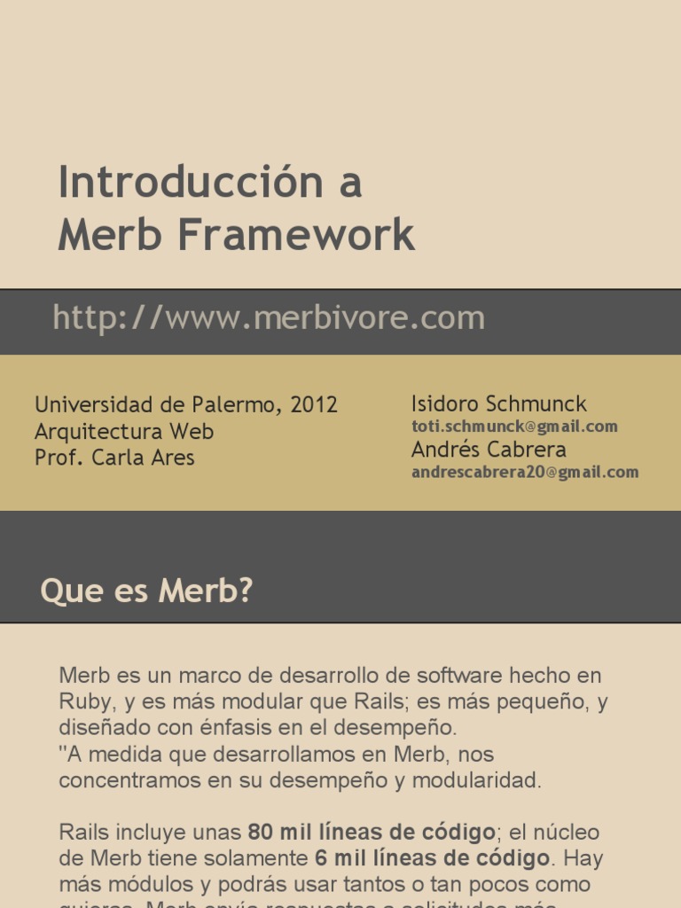 Introducción A Merb Framework | PDF | Programación de computadoras | Ingeniería de software