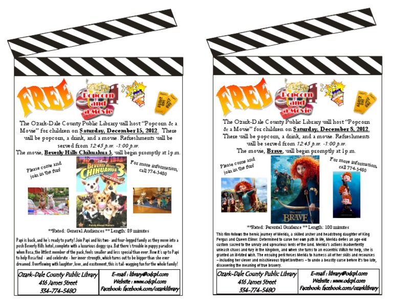 December Popcorn and A Movie Dates | PDF
