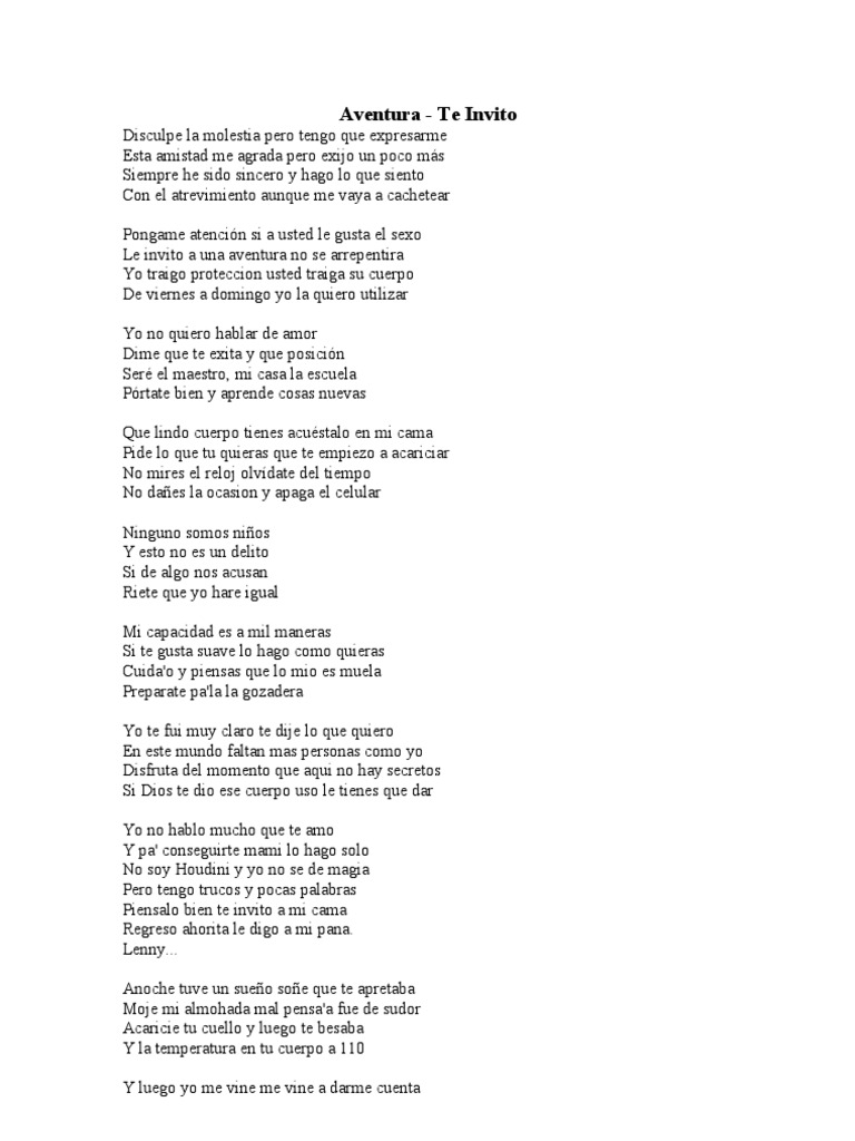 Aventura - Te Invito | PDF