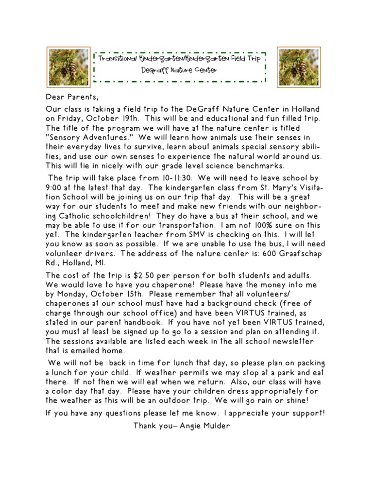 Nature Center Field Trip | PDF