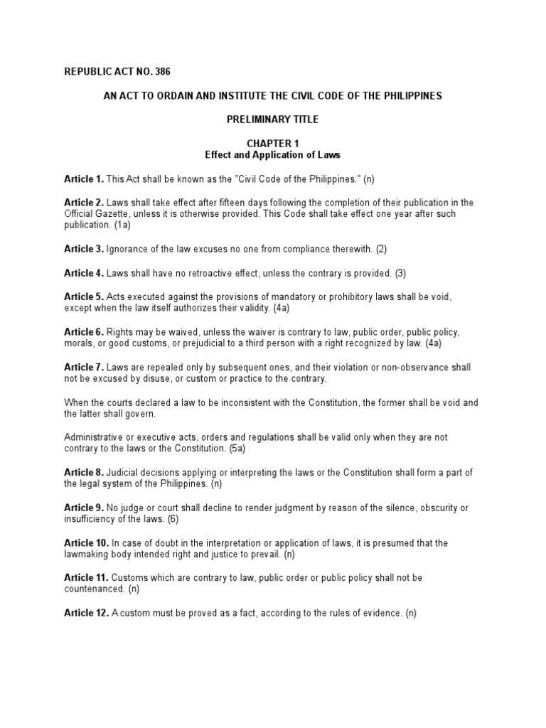 Codal Civil Code 1-47 | Burden Of Proof (Law) | Lawsuit