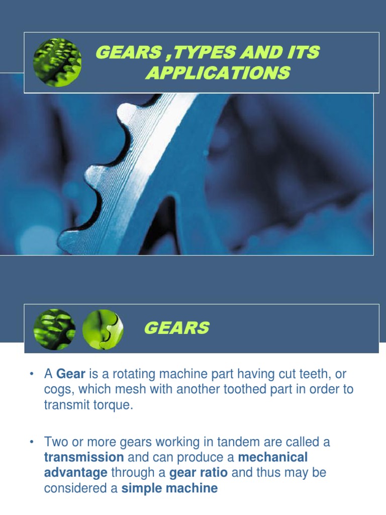Gears, Types and Its | PDF | Gear | Kinematics