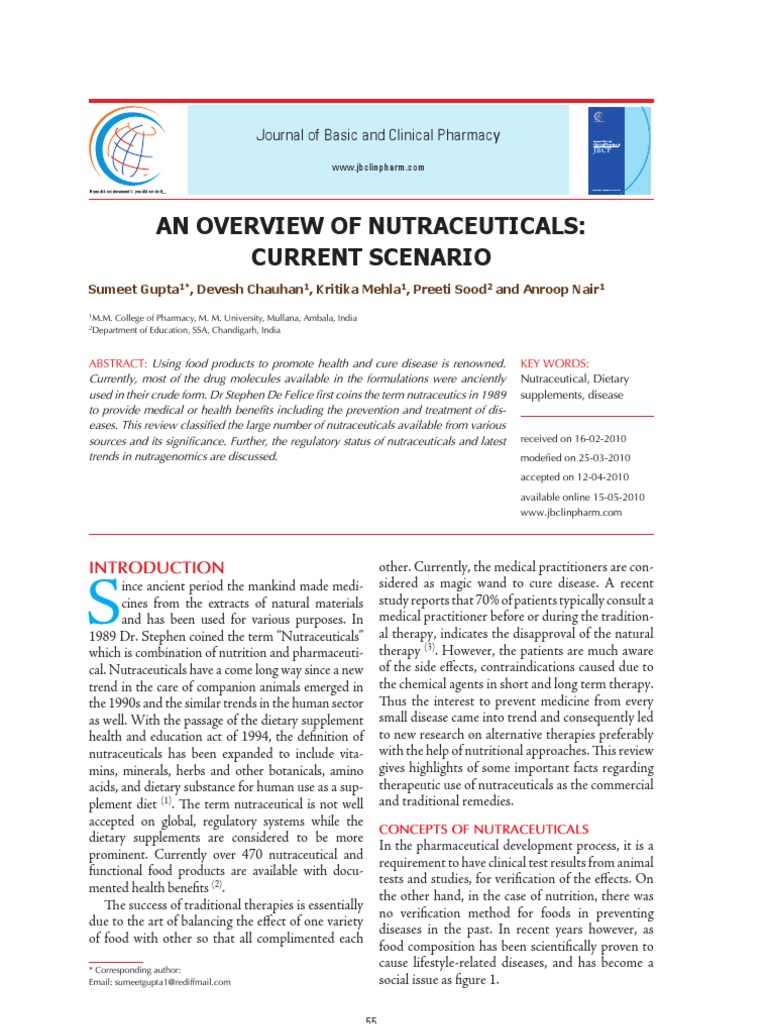 Overview of Nutraceuticals | Download Free PDF | Nutraceutical ...