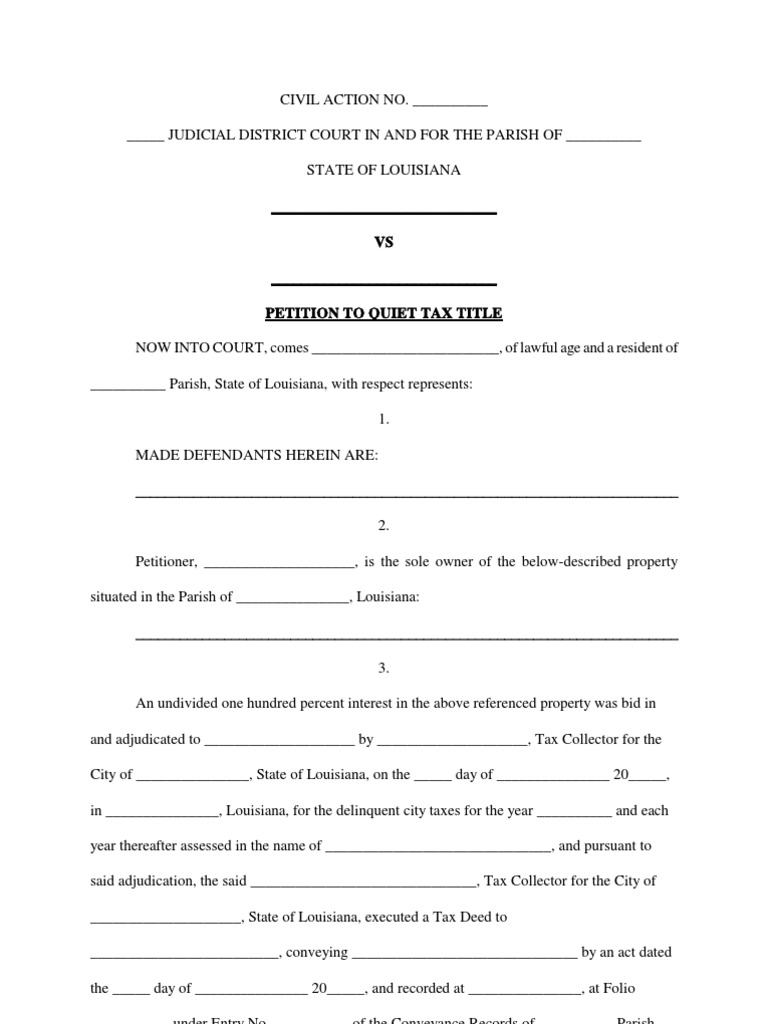 LA-545-M - Quiet Title For Louisiana | PDF | Louisiana | Deed
