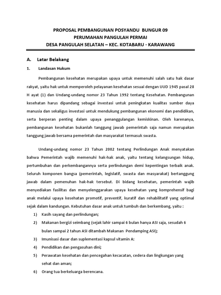 Proposal Posyandu Pangsel | PDF