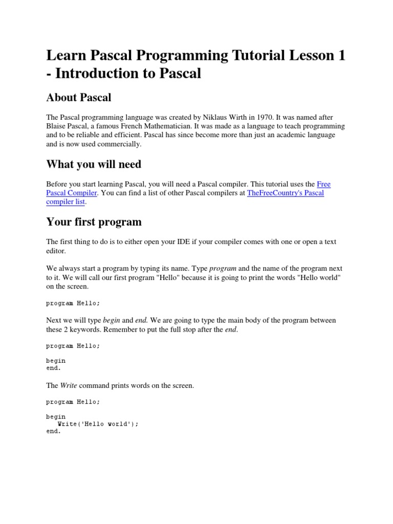 Pascal Program Pdf Pointer Computer Programming Array Data Type